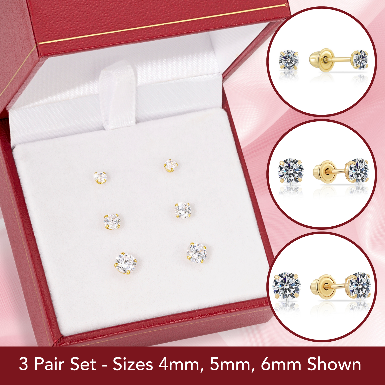Set of 3 diamond stud earrings store