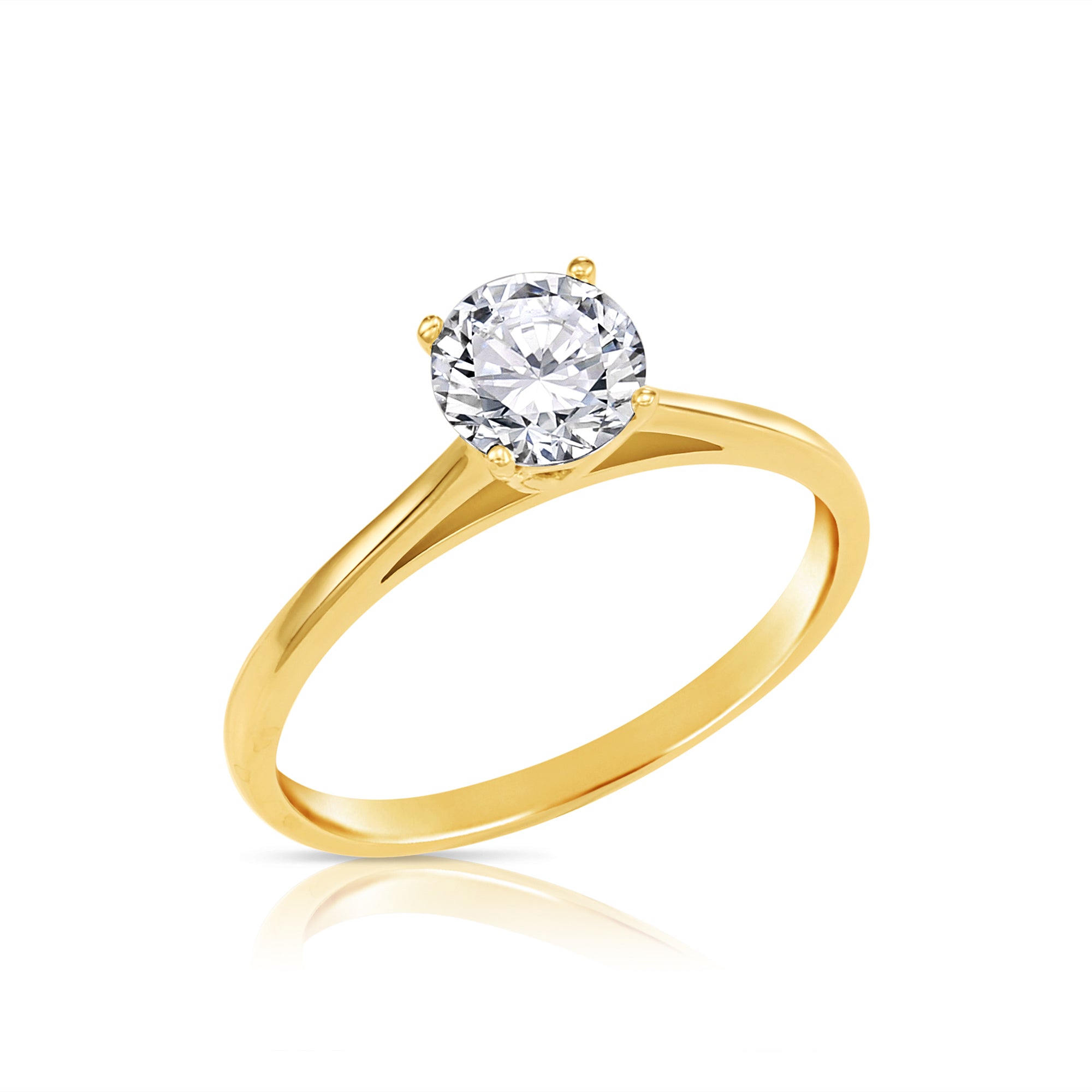 Solid 14K Gold Round CZ Ring Engagement Promise Ring 1 ct Size 5