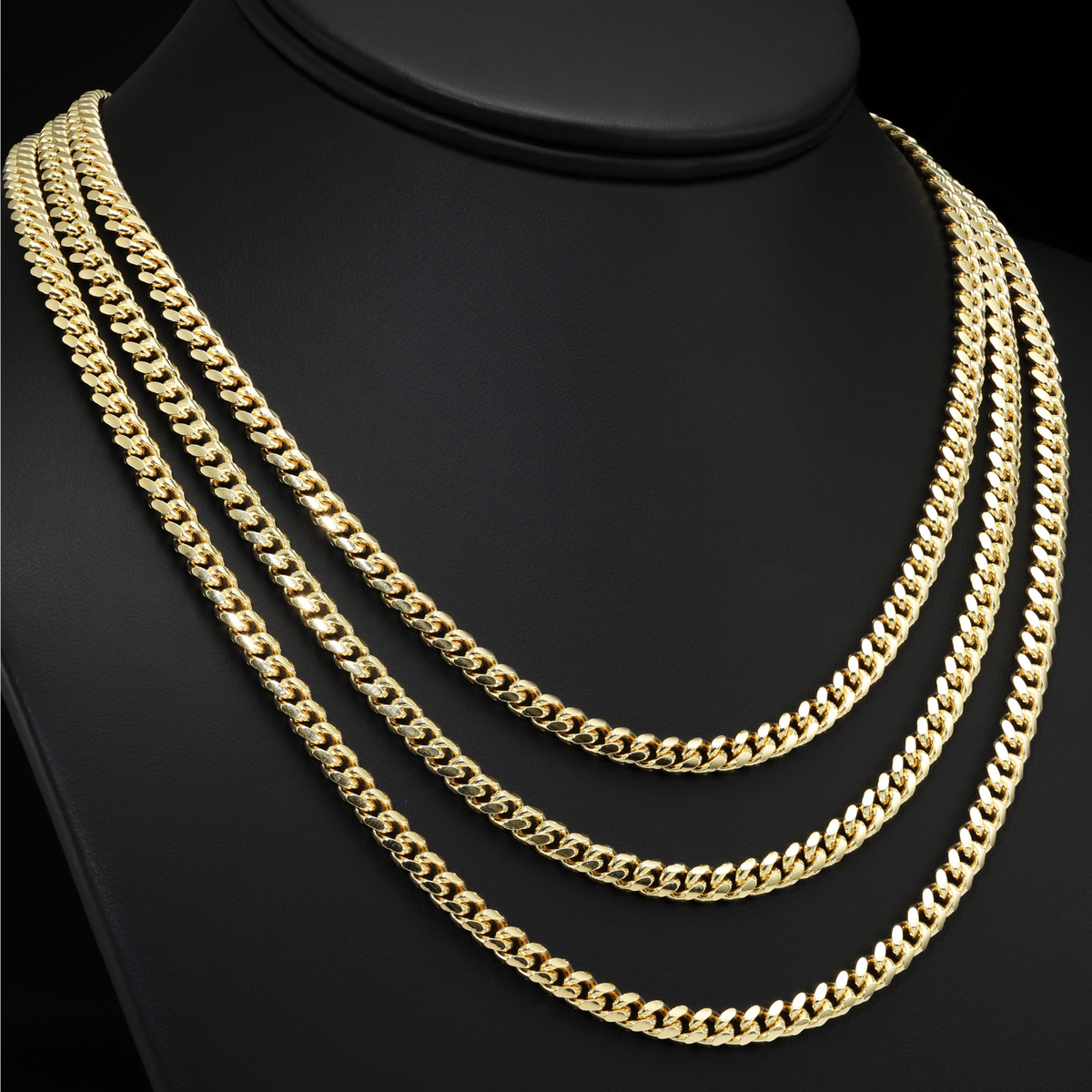 Italian 14K Gold Plated 5mm Cuban Chains with Strong Lobster Lock in Sterling Silver 26 Inches