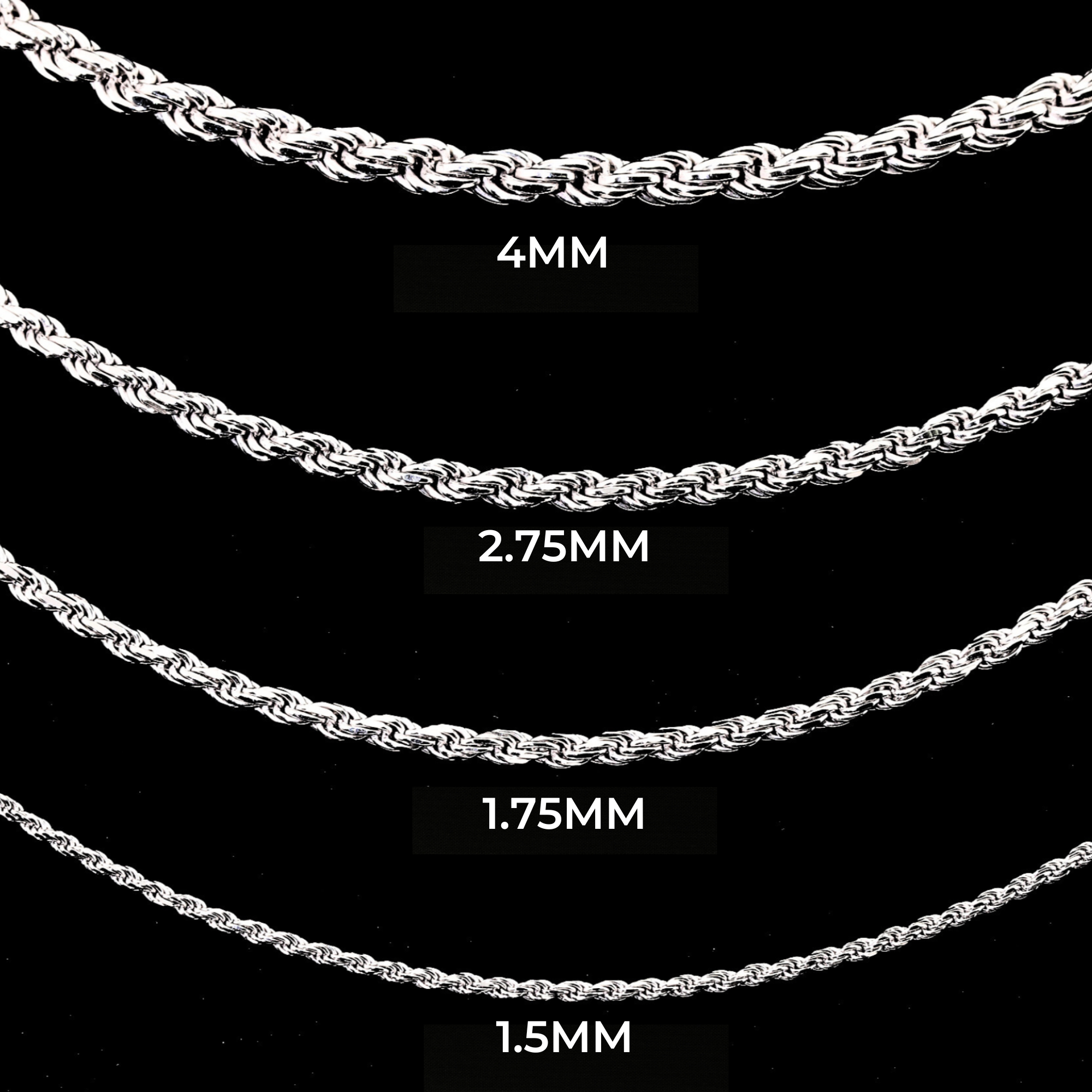 Italian Rope Chains with Strong Lobster Lock in Sterling Silver – Tilo ...