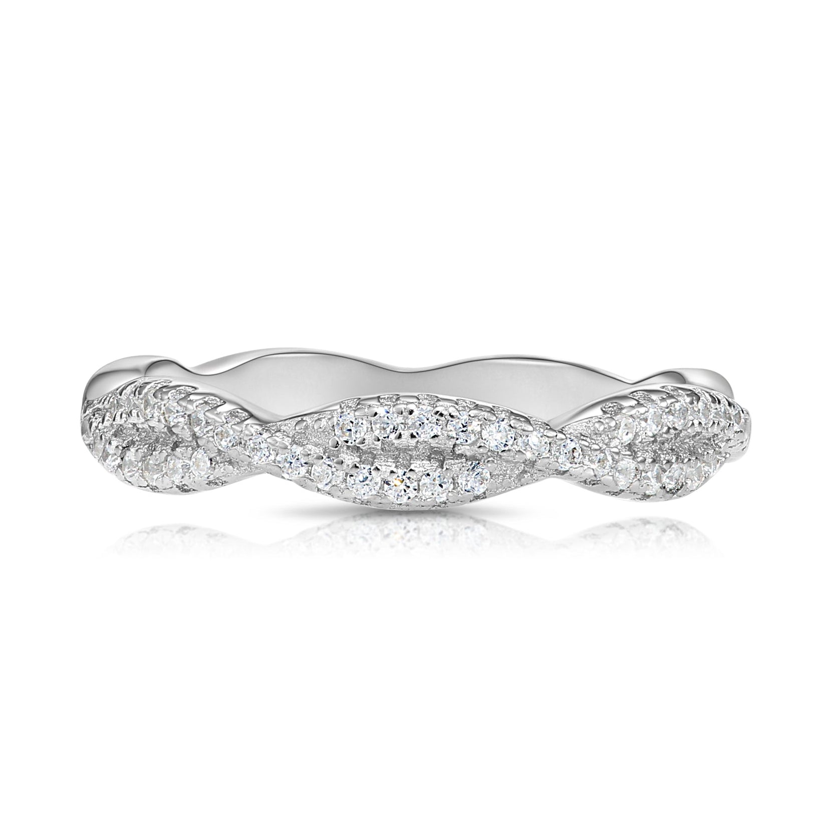 Sterling Silver Infinity Crossover Cubic Zirconia Ring – Tilo Jewelry®