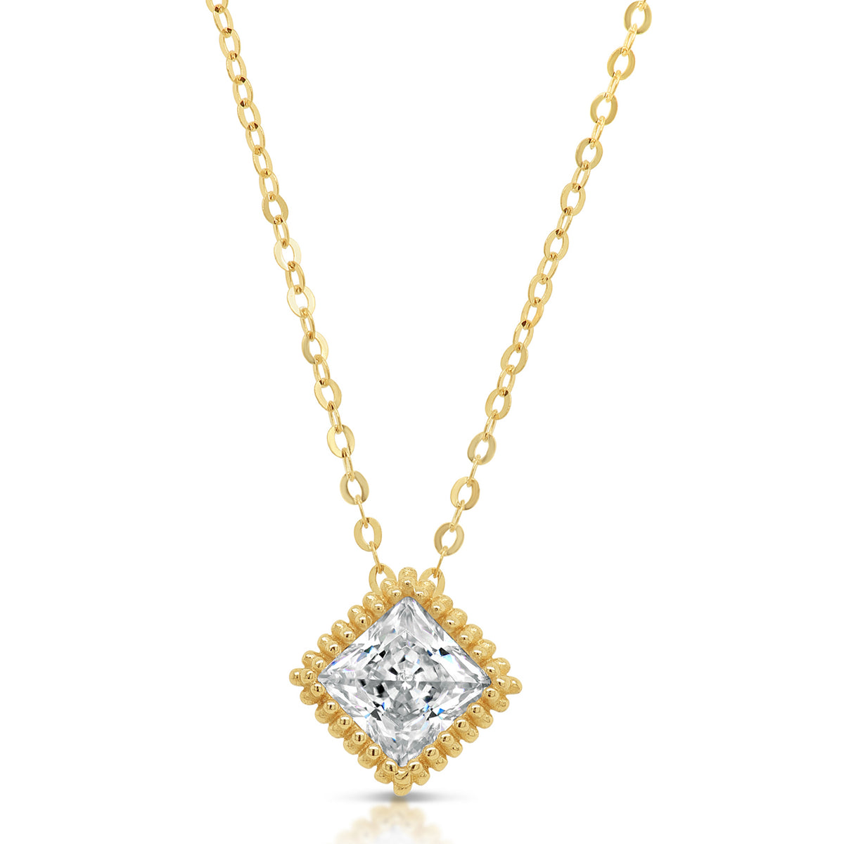14K Yellow Gold Princess Necklace, Diamond Shape – Tilo Jewelry®